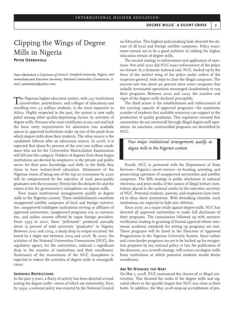 Degree Mills in Nigeria | PDF | International Student | Nigeria