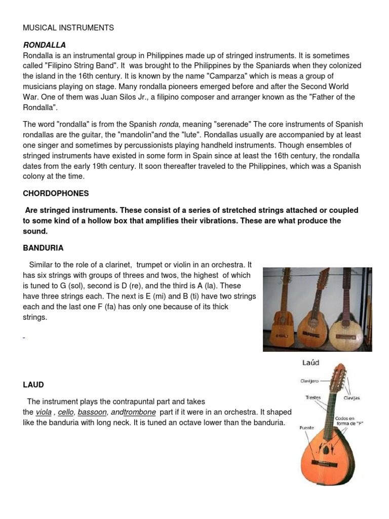 Musical Instruments Rondalla | String Instruments | Musical Instruments ...