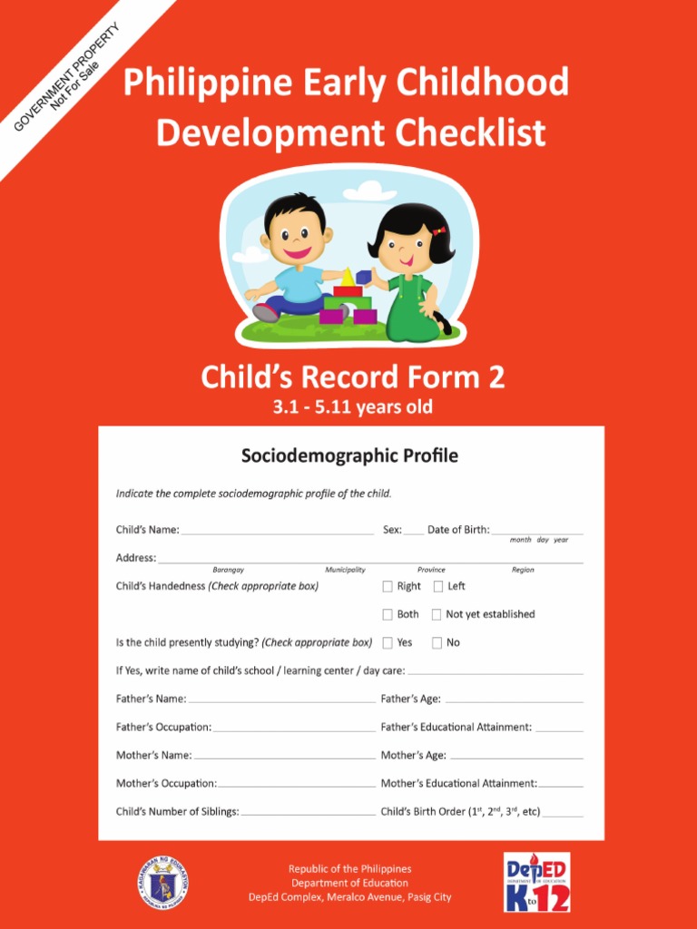 Phil ECD Child RecordForm2 - Final | PDF | Toys | Letter Case