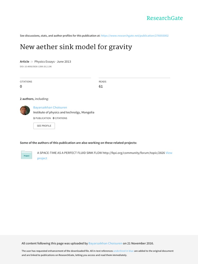New Aether Sink Model For Gravity Inetrnational Journal | PDF ...