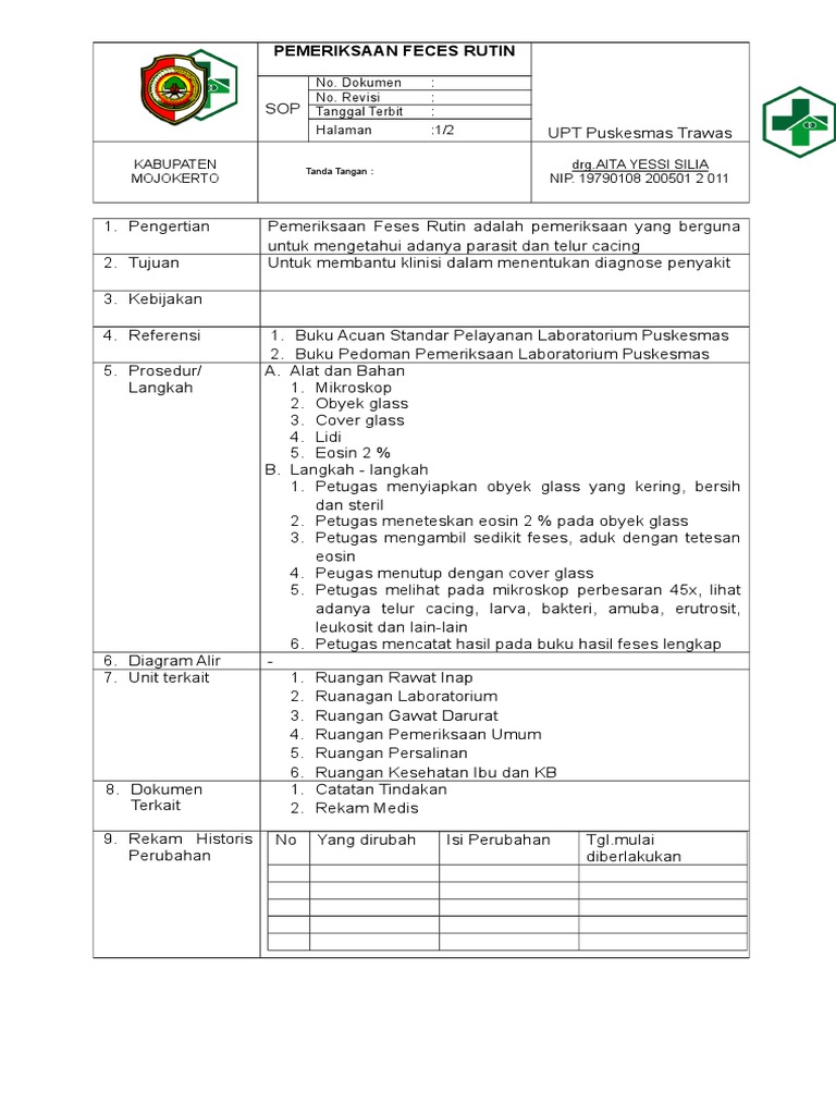 10. Sop Pemeriksaan Feses Rutin