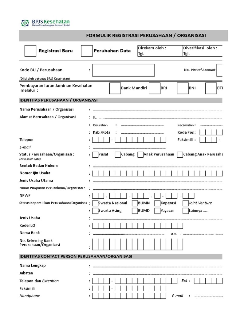 Formulir Registrasi Perusahaan | PDF