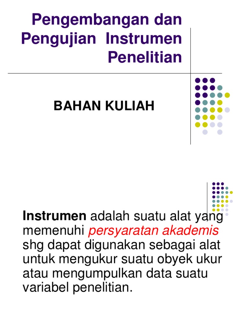Pengembangan Instrumen Penelitian 10-5-2017 | PDF