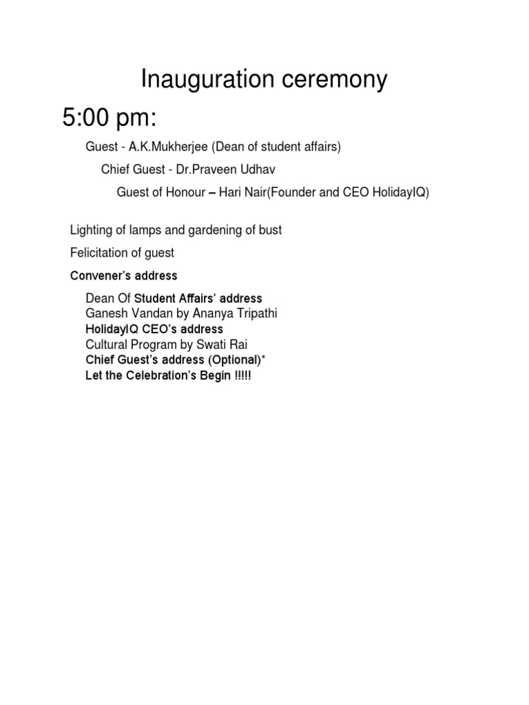 Inauguration Ceremon1 | PDF