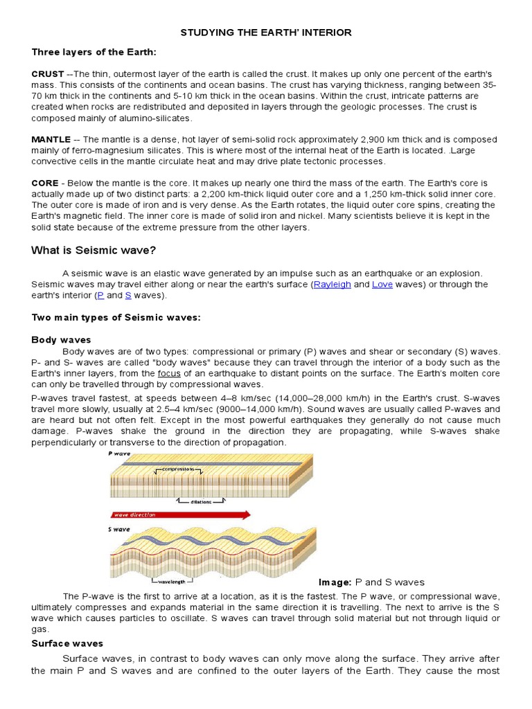 Studying The Earth | PDF | Structure Of The Earth | Mantle (Geology)