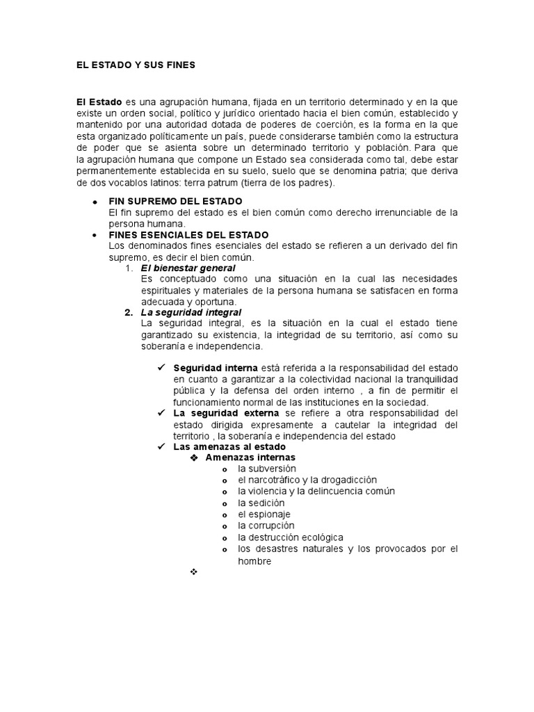 El Estado y Sus Fines | PDF | Soberanía | Bien común