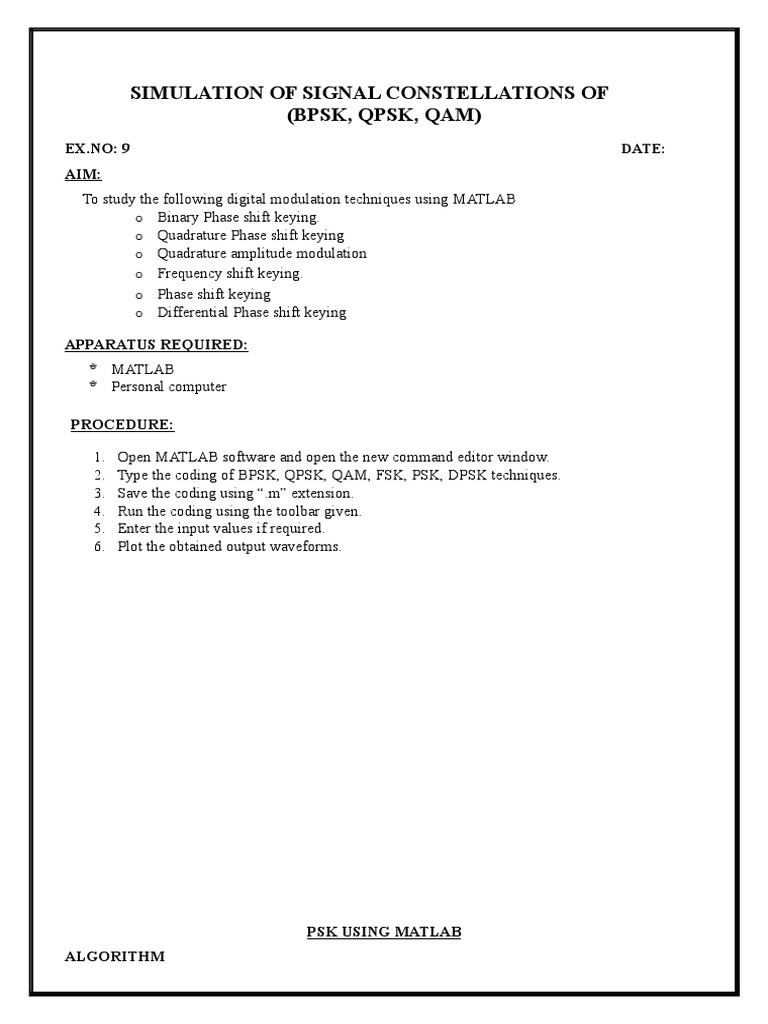 Simulation And Implementation Of Digital Modulation Techniques Using Matlab Pdf Modulation