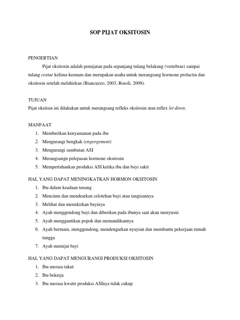 Sop Pijat Oksitosin | PDF