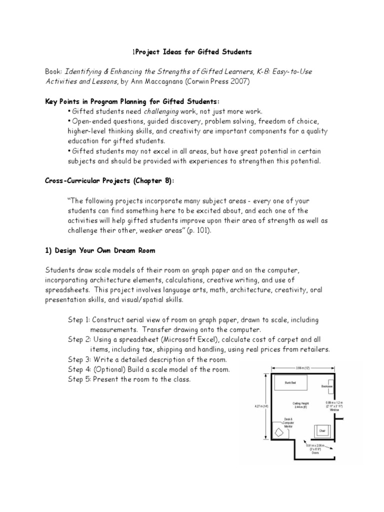 Project Ideas For Gifted Students | PDF | Gifted Education | Creativity