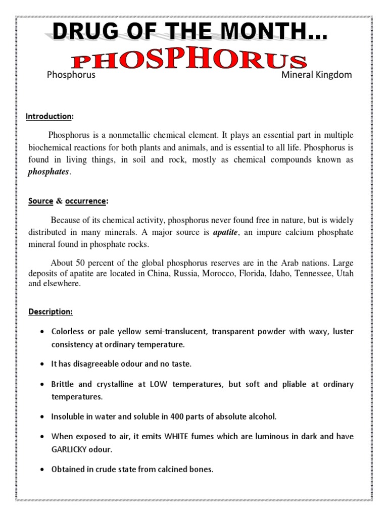 Drug Phosphorus | Phosphorus | Phosphate