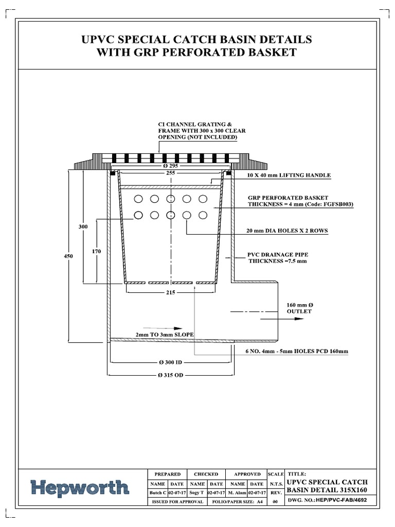 Catch Basin Drawing From Hepworth | PDF