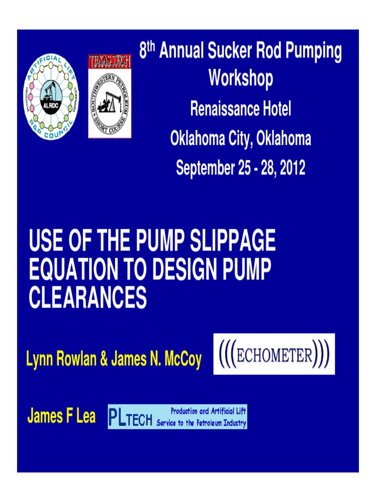 1 6 Presentation Echometer Pump Slippage | PDF | Barrel (Unit) | Pump