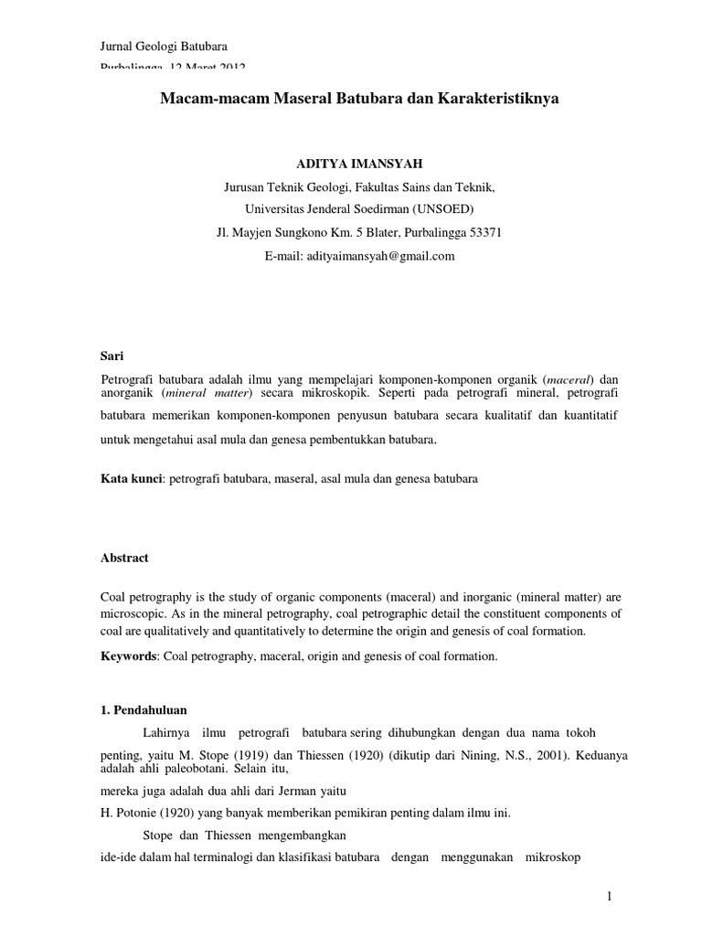 Karakteristik Maseral Batubara | PDF