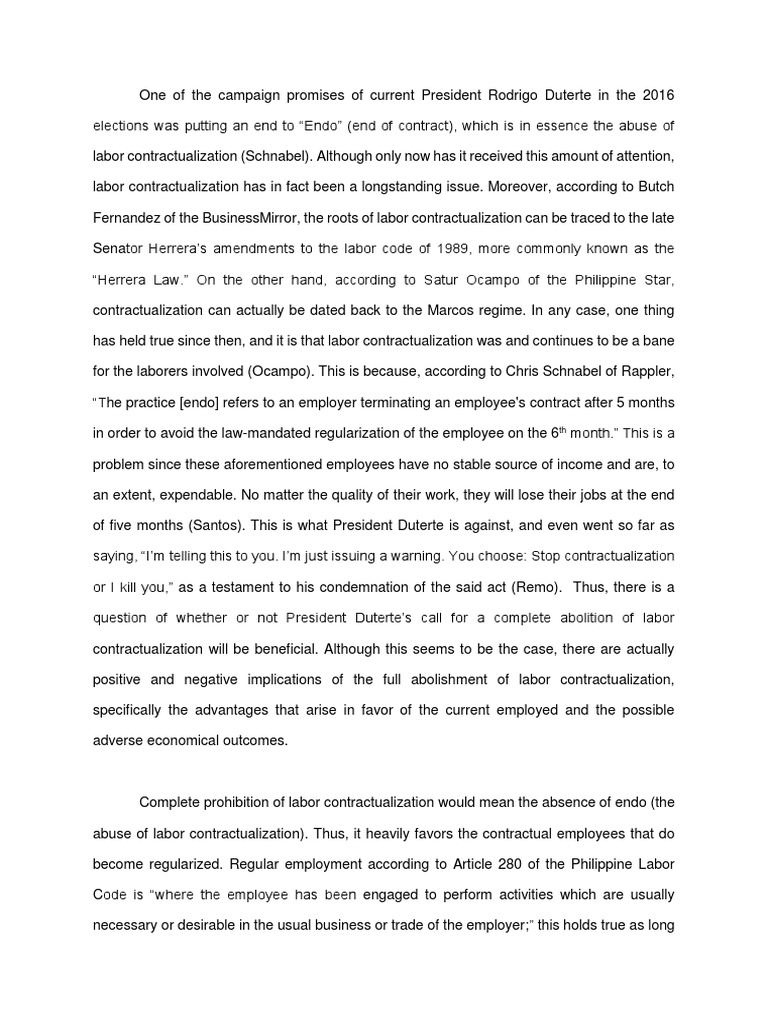 Labor Contractualization | Labour Economics | Employment