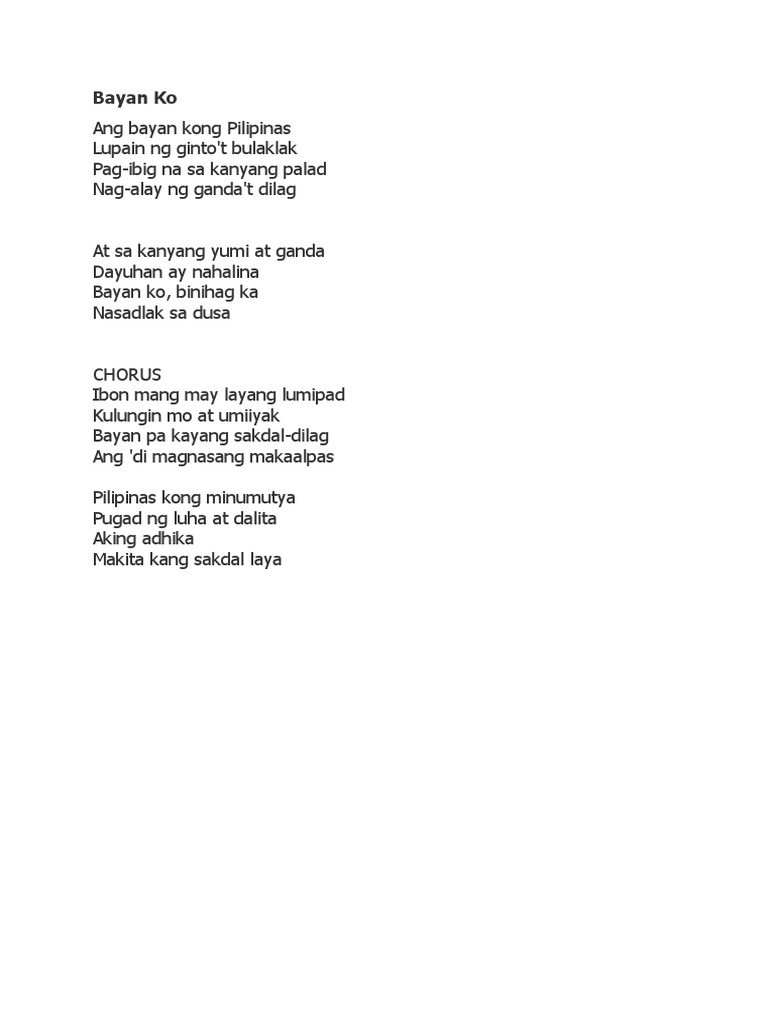 Bayan Ko - Lyrics | PDF