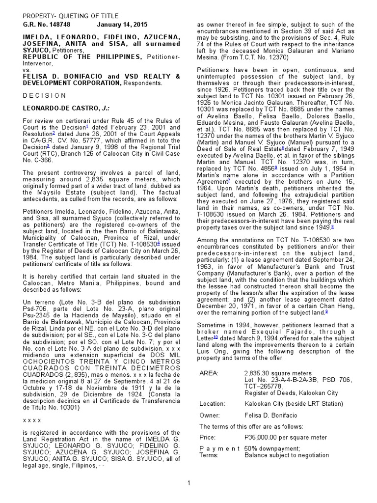 Property Quieting of Title | PDF | Lawsuit | Lease