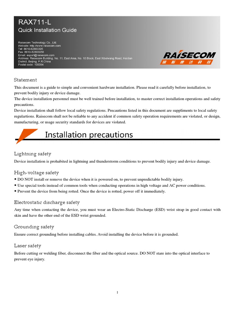 RAX711-L (A) Quick Installation Guide (Rel - 03) | PDF | Cable ...