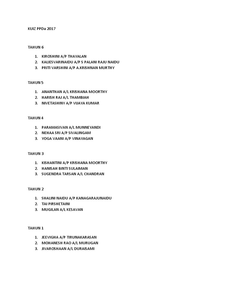 KUIZ PPDa 2017 | PDF