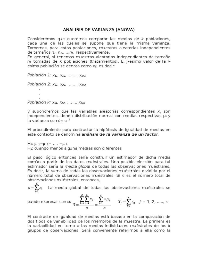 ANOVA: Análisis de Varianza Explicado | PDF | Análisis de variación | Estimador