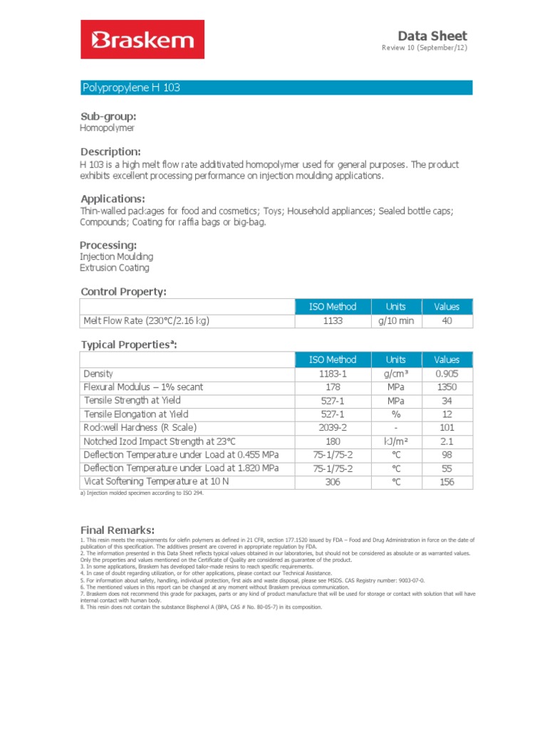 H 103 - ISO - Rev10 - ING | PDF | Polymers | Materials