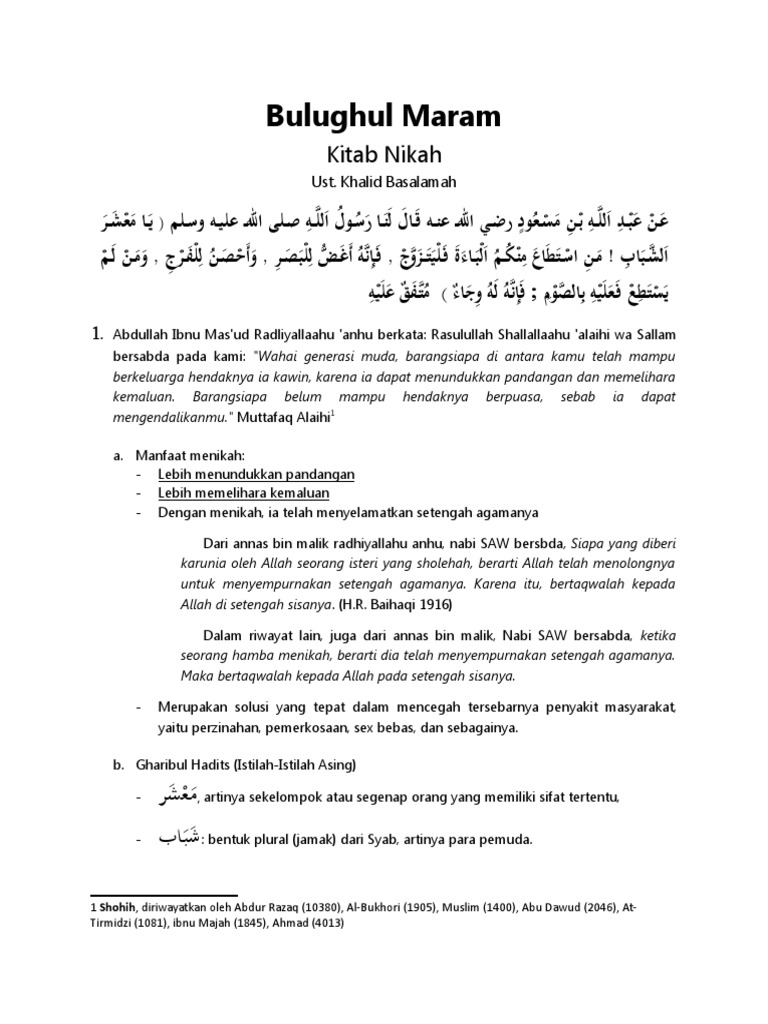 Bulughul Maram - Kitab Nikah | PDF