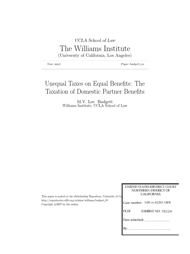 The Williams Institute: Unequal Taxes On Equal Benefits: The Taxation ...