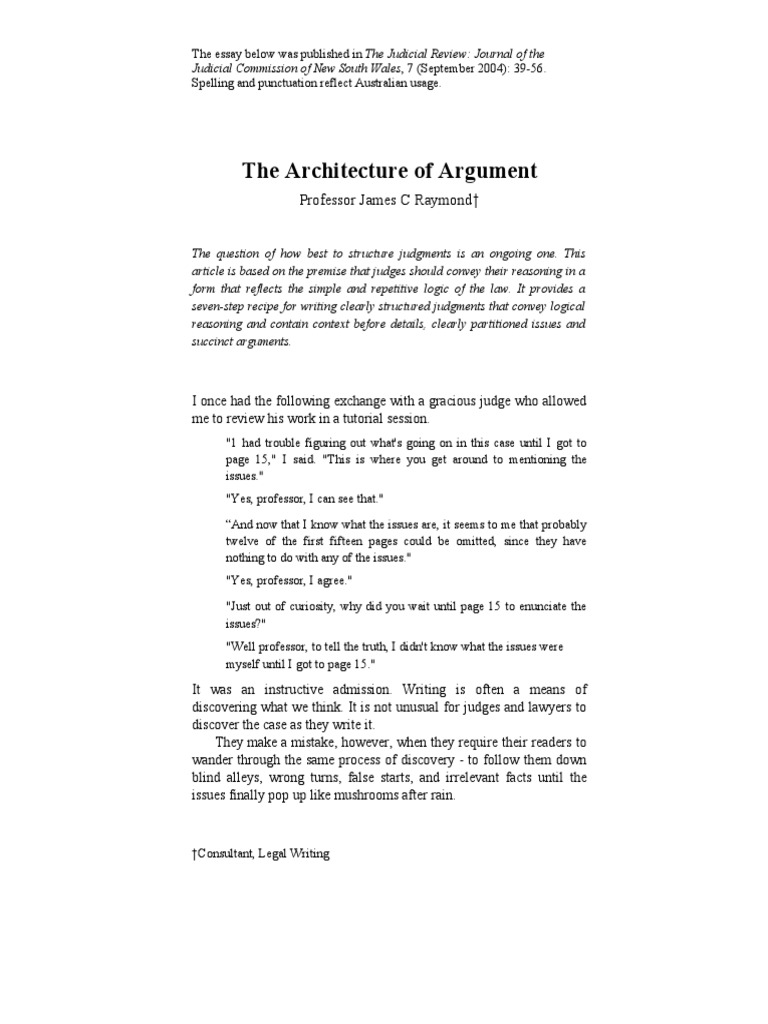 The Architecture of Argument | PDF | Judgment (Law) | Precedent