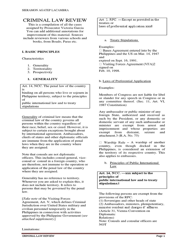 Criminal Law Review Syllabus Prosec Garcia | PDF | Crime & Violence | Crime Thriller