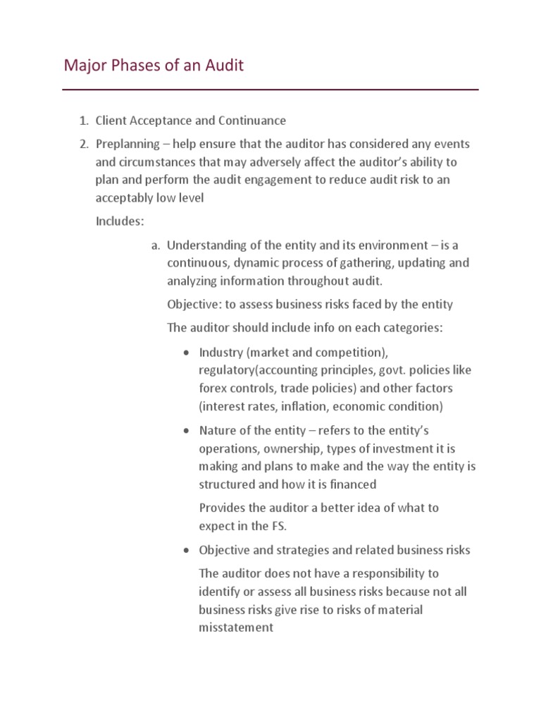 Major Phases of Audit | PDF | Internal Control | Audit