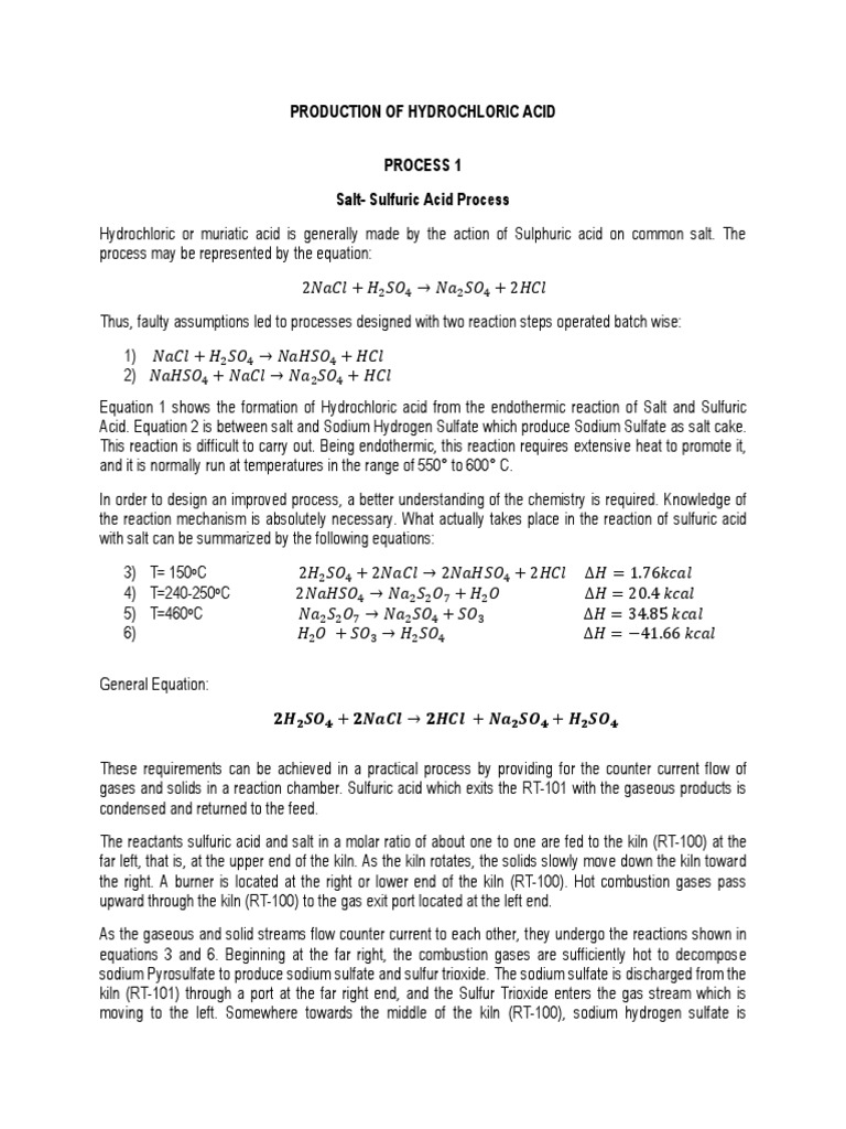 Process Description of HCL | PDF | Hydrochloric Acid | Chemical Reactions