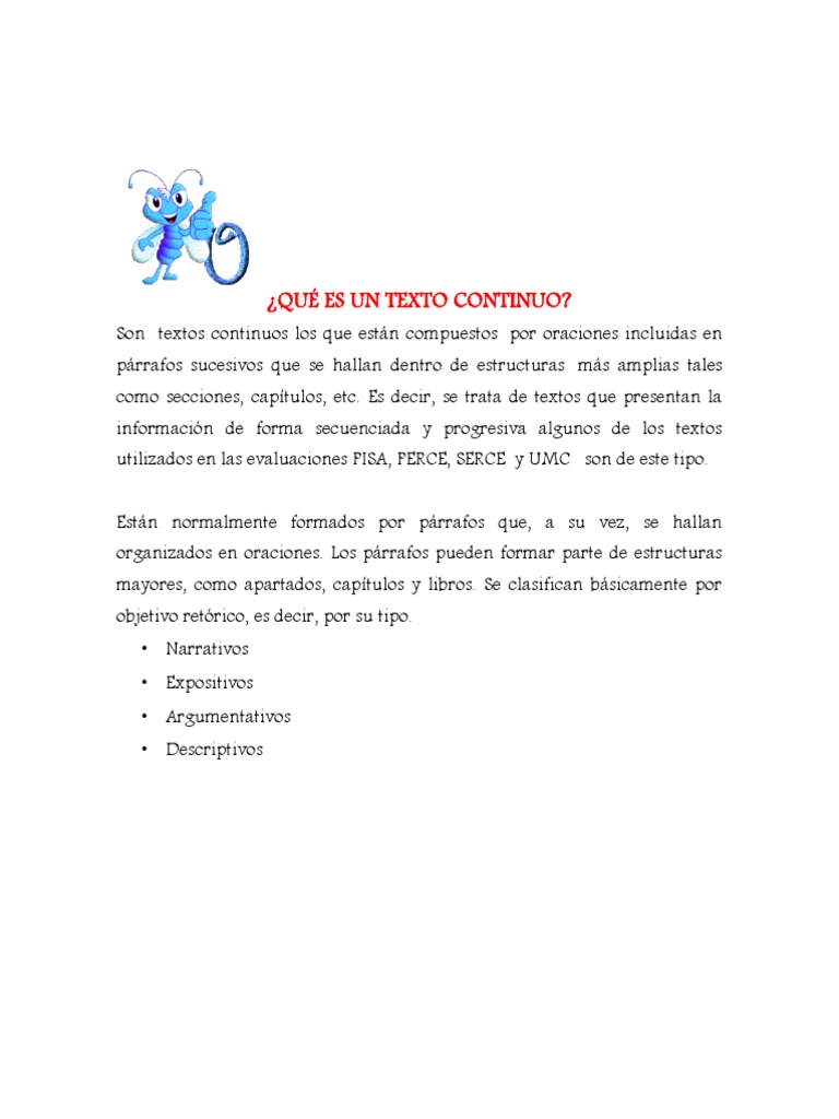 Tipos de Textos: Continuos y Discontinuos | PDF | Información | Lectura ...