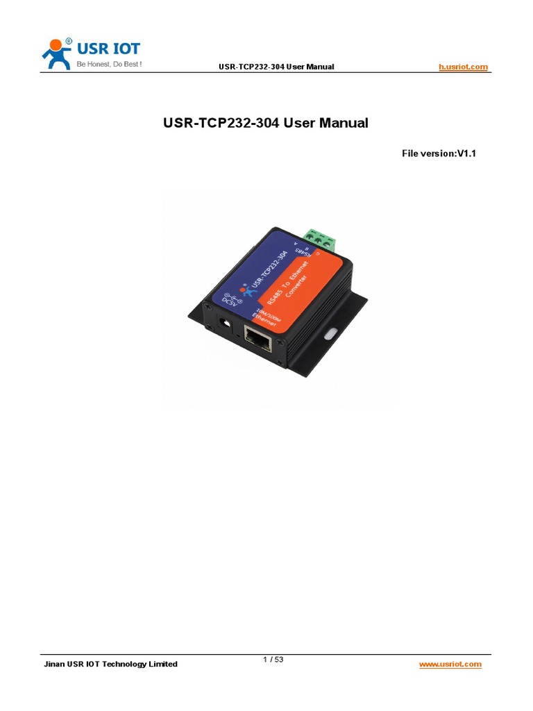 Usr Tcp232 304 User Manual v1.1 | PDF | Ip Address | Port (Computer Networking)