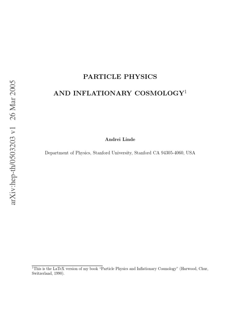Particle Physics and Inflationary Cosmology | PDF | Inflation ...
