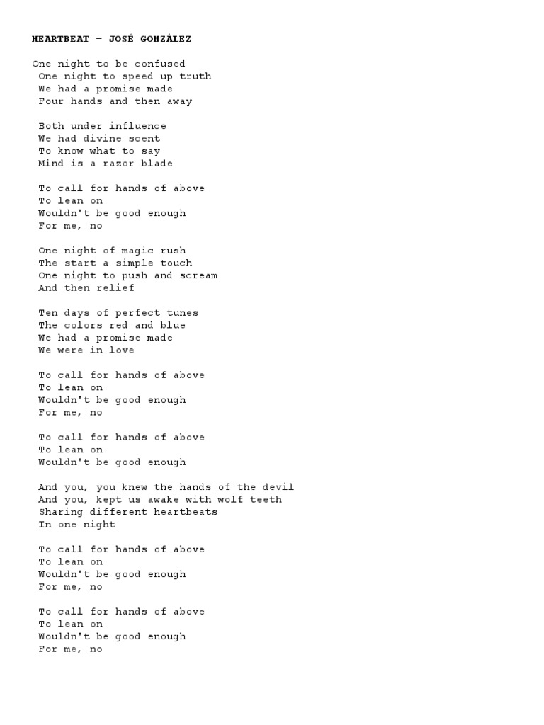 Heartbeats José Gonzalez | PDF | Religion & Spirituality | Poetry