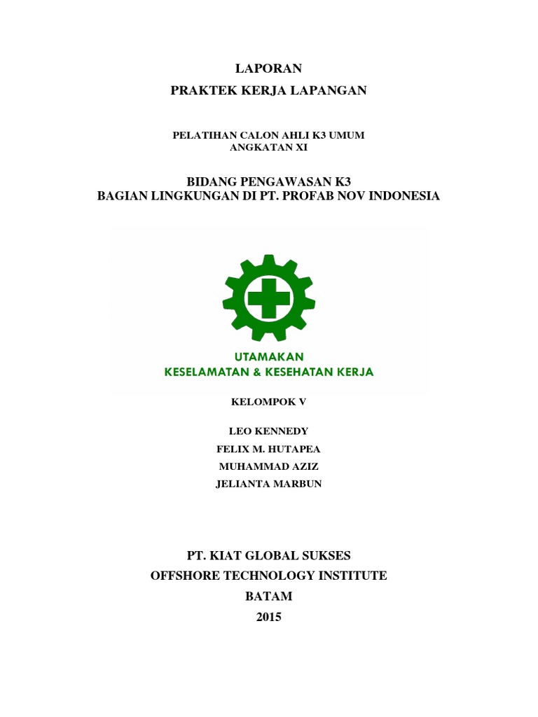 FIX Cover Laporan On Job Training PT. Profab NOV Indonesia | PDF