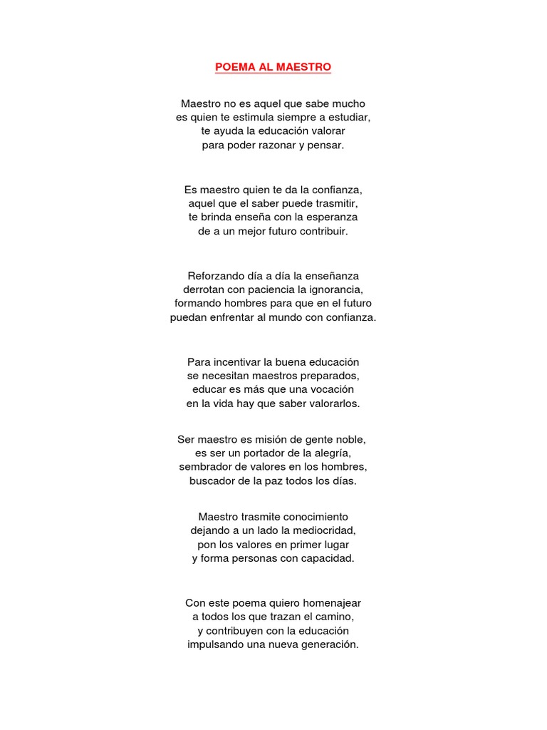 Poema Al Maestro