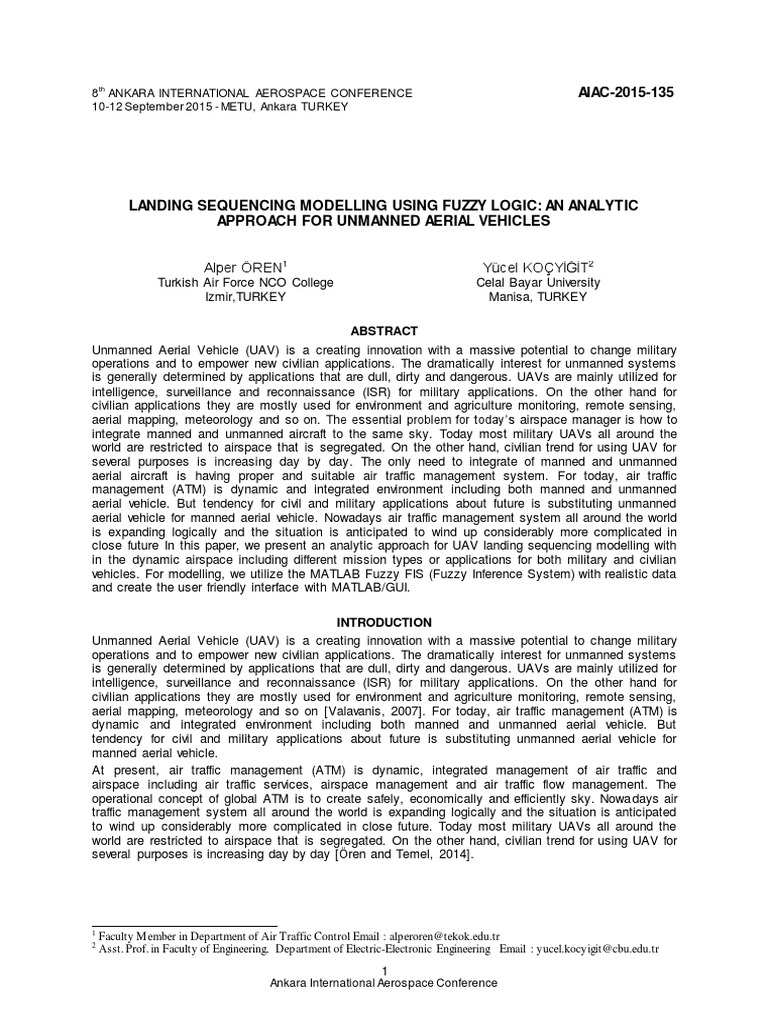 Landing Sequencing Modelling Using Fuzzy Logic: An Analytic Approach ...