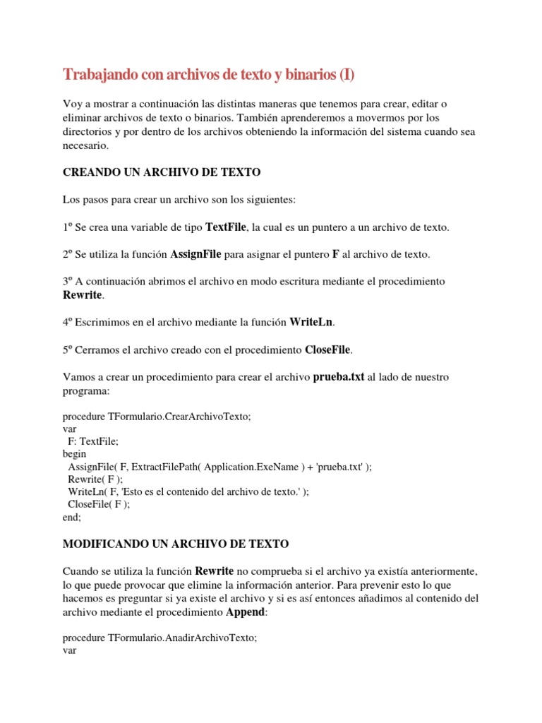 Trabajando Con Archivos de Texto y Binarios | PDF | Archivo de ...