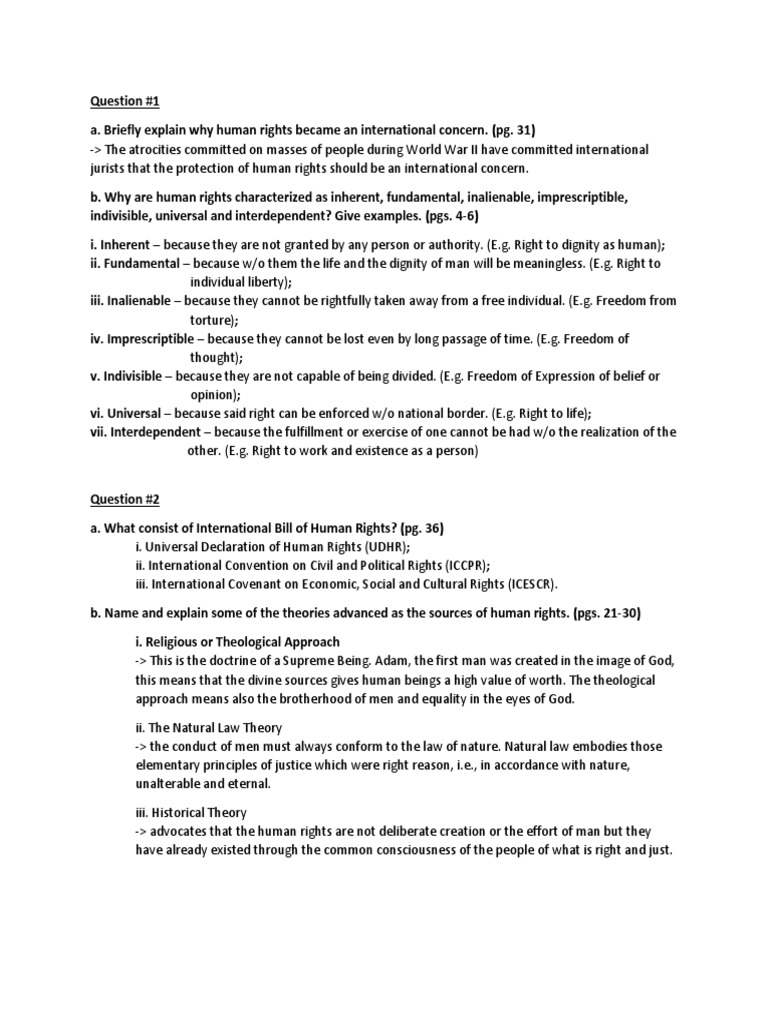 Human Rights Question 1 4 | PDF | Natural Law | Human Rights
