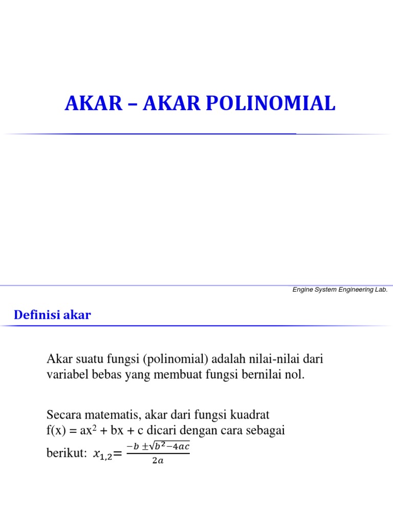 Akar-Akar Polinomial | PDF