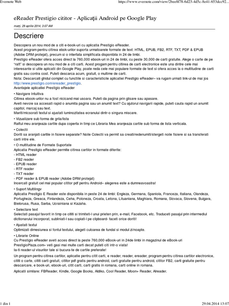 Ereader Prestigio Cititor PDF | PDF