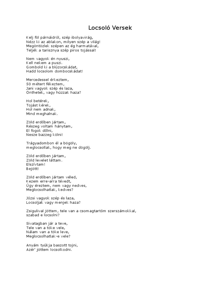 Erotikus Locsoló Versek | PDF