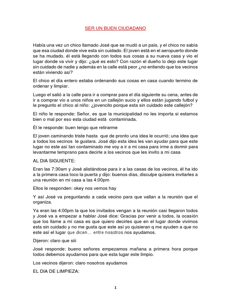 Ser Un Buen Ciudadano Cuento de Nicolll | PDF | Ciudadanía ...