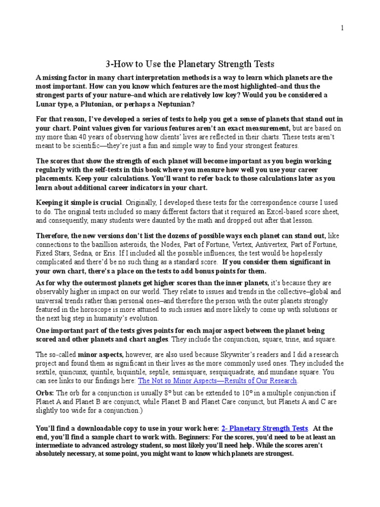 2 Planetary Strength Tests | PDF | Horoscope | Solar System