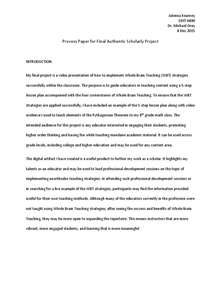 Final Project Process Paper | PDF | Learning Theory (Education ...