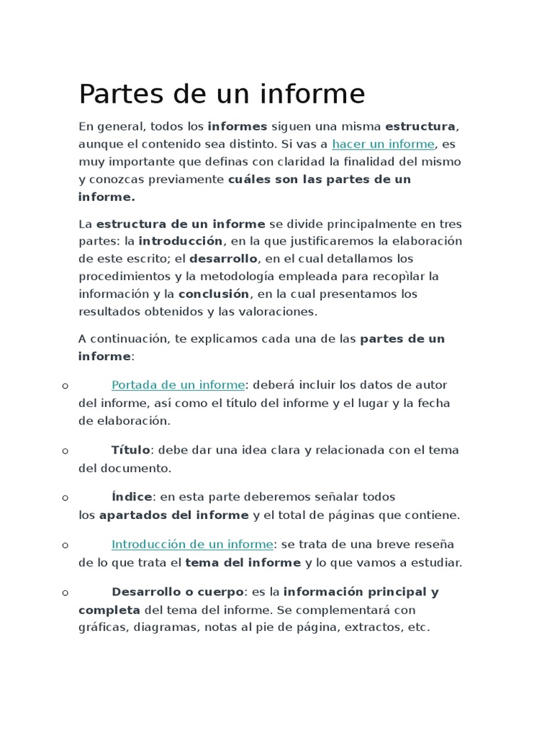 Partes de Un Informe | PDF | Bibliografía | Artes (general)