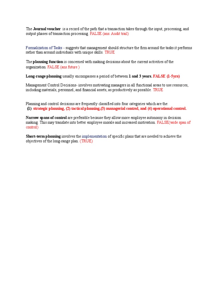 Formalization of Tasks: FALSE (Ans. Audit Trail) | PDF | Career & Growth