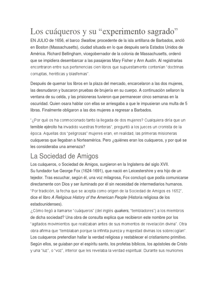 Cuáqueros | PDF | Religión y creencia | protestante