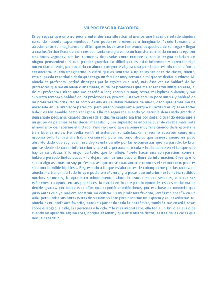 MI PROFESORA FAVORITA - Odt | Descargar gratis PDF | Maestros