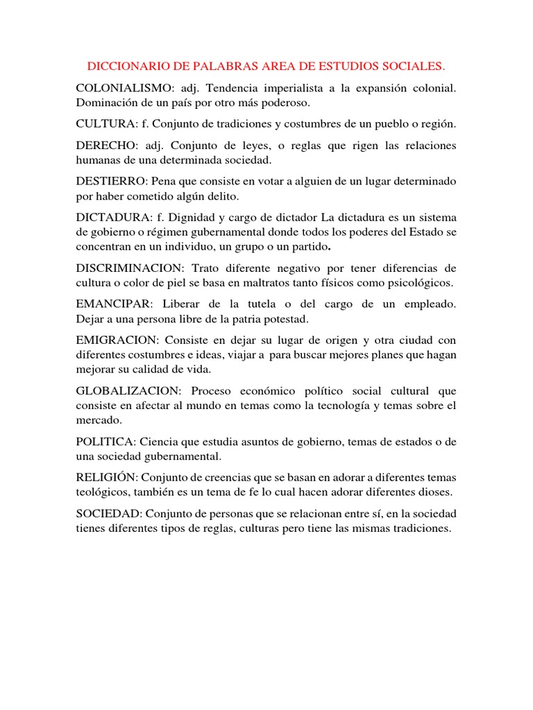 Glosario de Términos Sociales | PDF | Dictadura | Sociedad